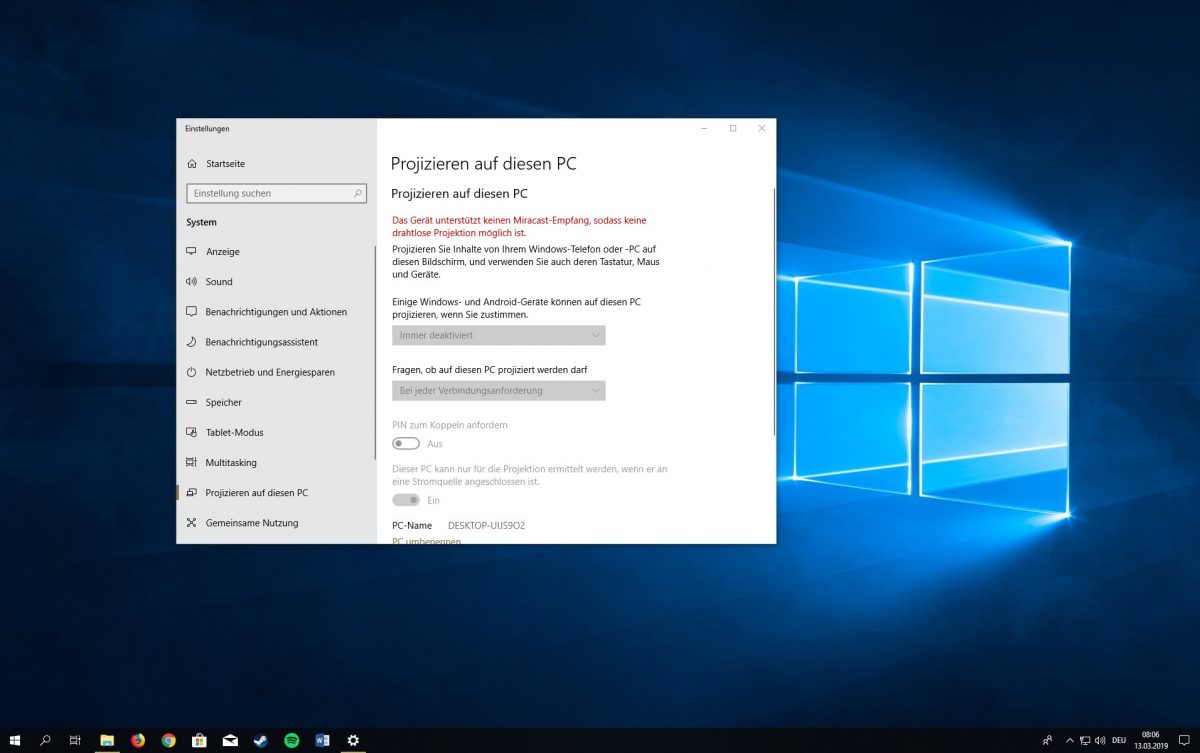 So verwenden Sie Miracast auf Windows 10